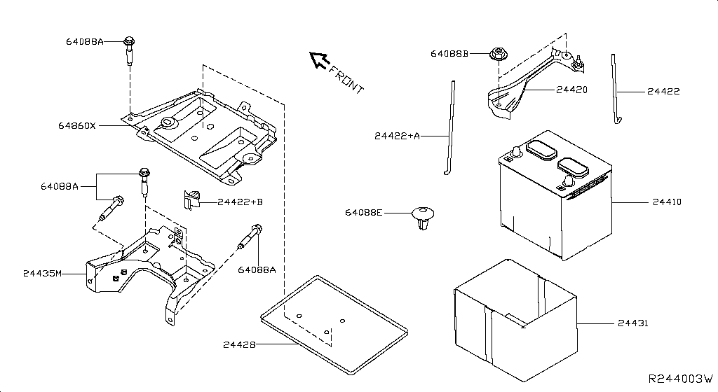Nissan Maxima A36 Battery & battery mounting parts 2015 - 2017 | EPC Global