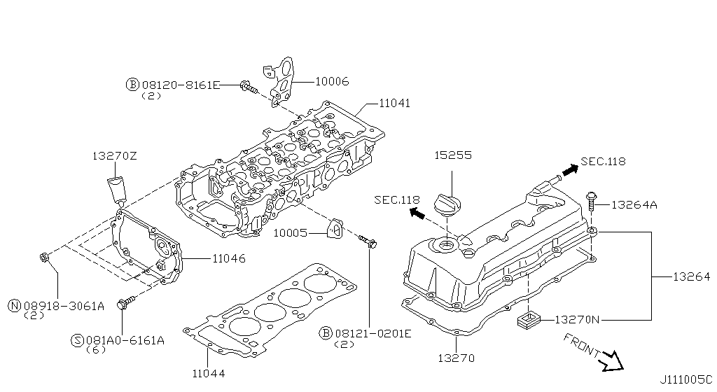 Nissan Pulsar N16 Cylinder head & rocker cover parts 1999 - 2011 | EPC ...