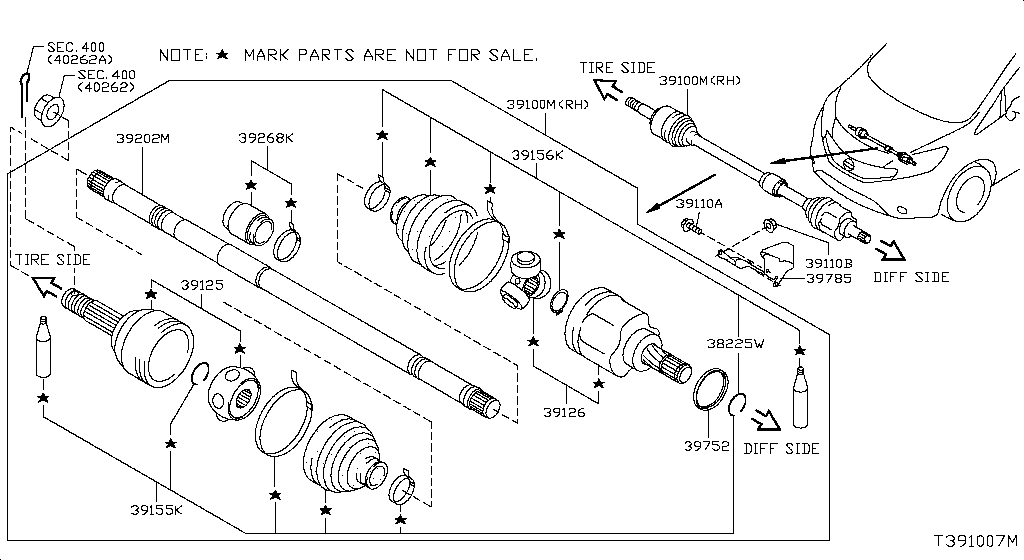 Nissan Note E12 Front drive shaft (ff) parts 2017 - 2017 | EPC Global