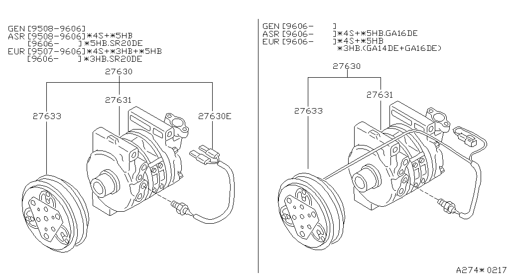 Nissan Pulsar N15 Compressor parts 1995 - 1999 | EPC Global