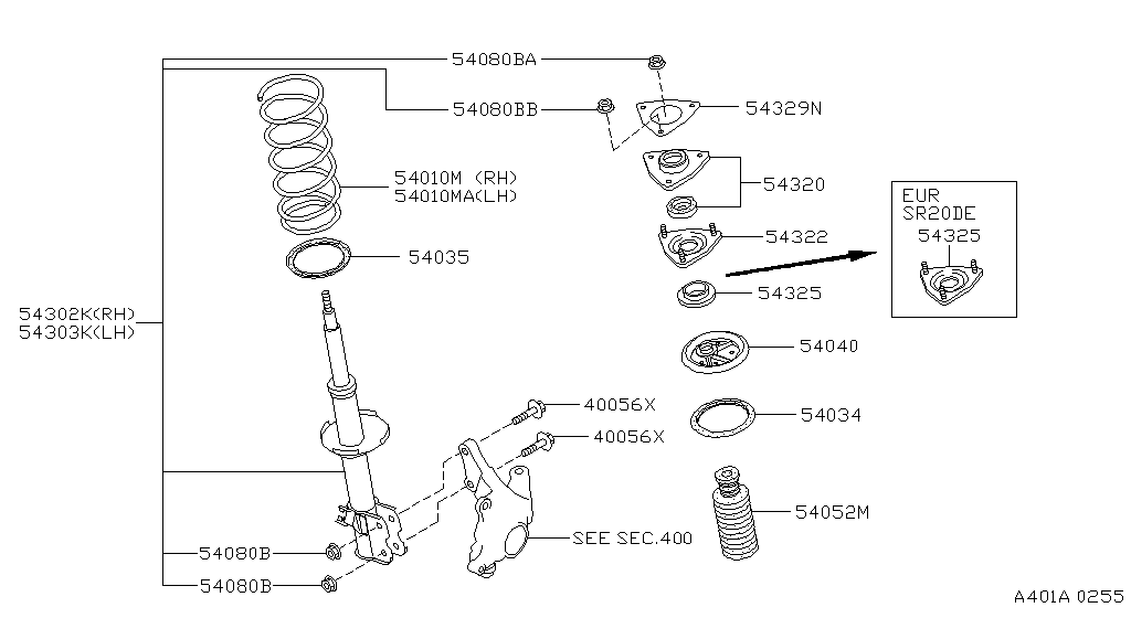 Nissan Pulsar N15 Front suspension parts 1995 - 1999 | EPC Global