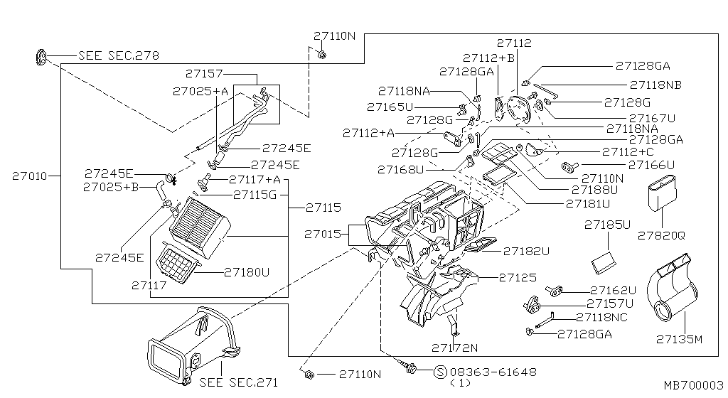 Nissan Terrano II R50 Heater & blower unit parts 1998 - 2006 | EPC Global