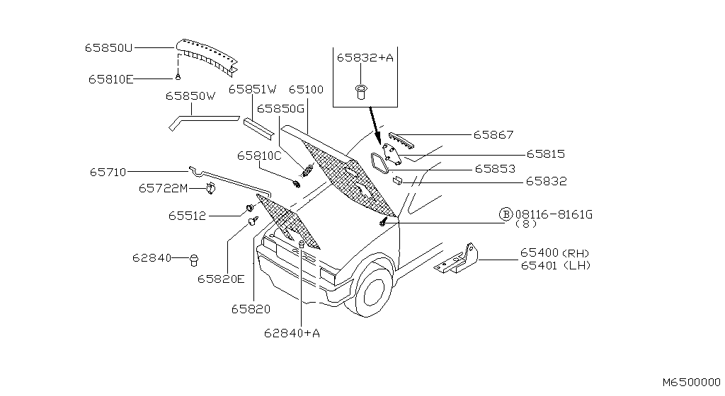 Nissan Terrano II R50 Hood panel,hinge & fitting parts 1998 - 2006 ...