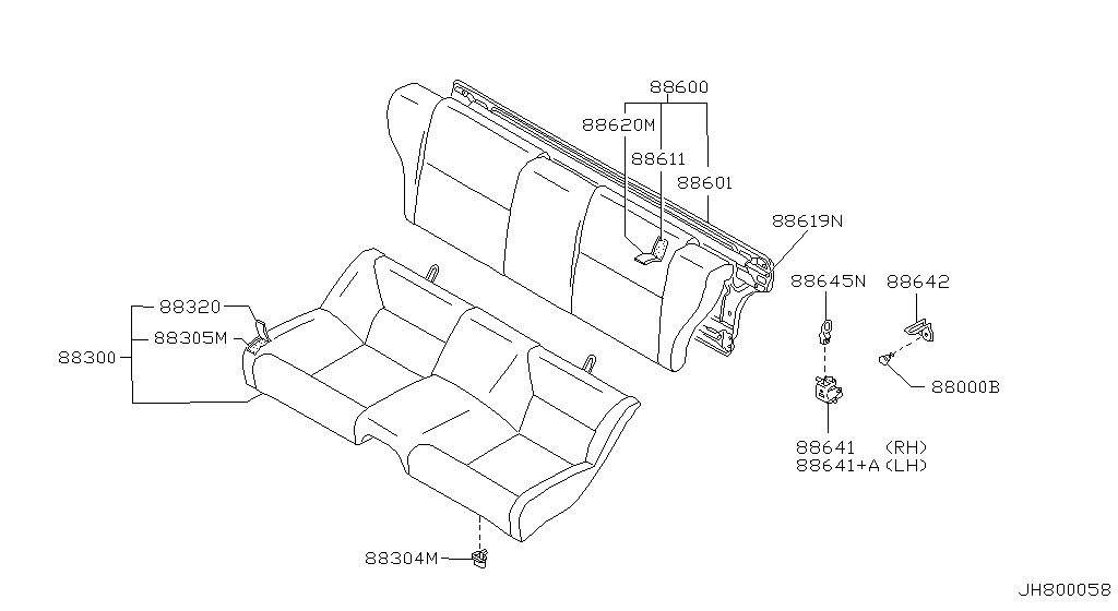 Nissan 300ZX Z32 Rear seat parts 1989 - 1996 | EPC USA