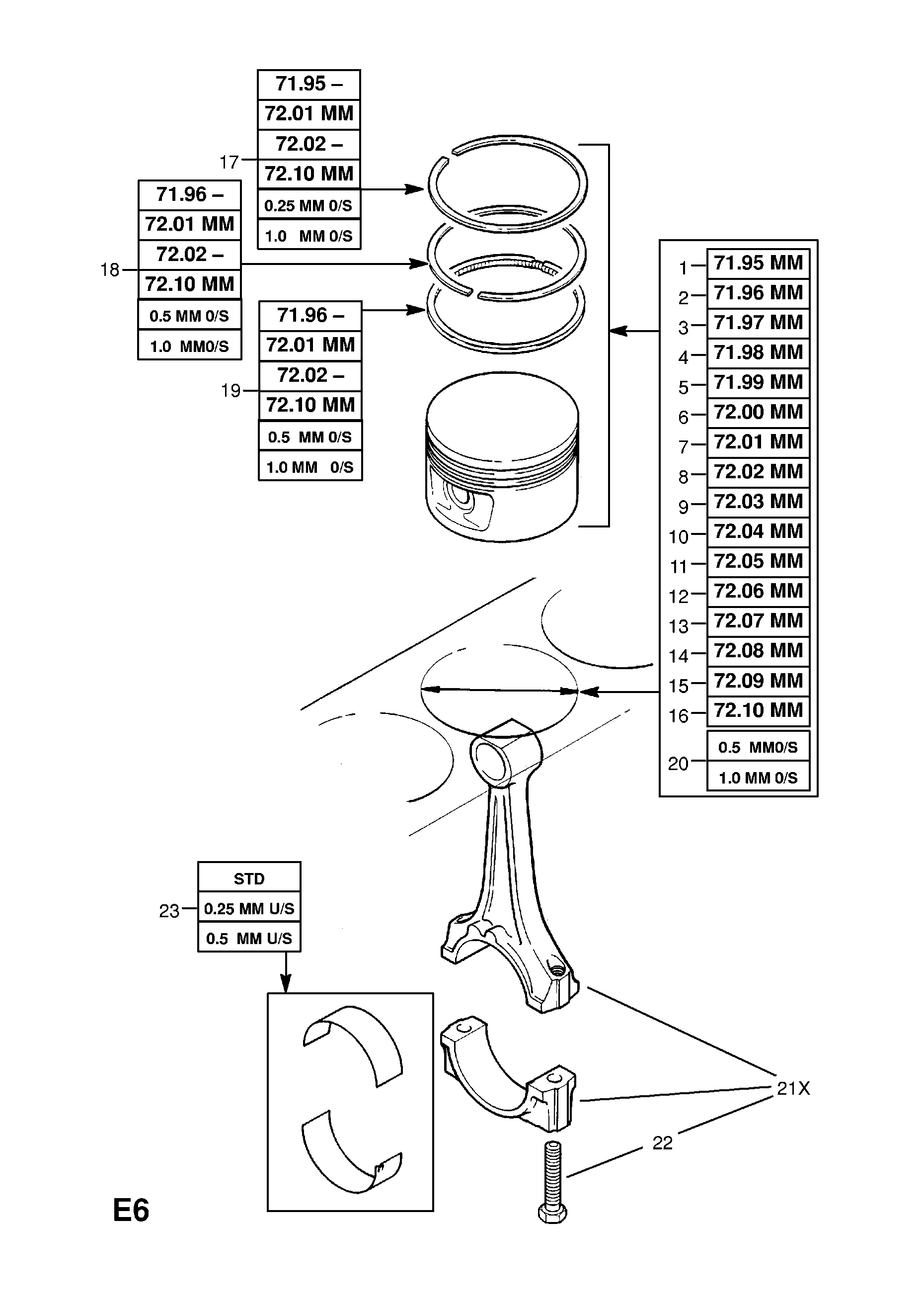 PISTON AND RINGS OPEL CORSA-A