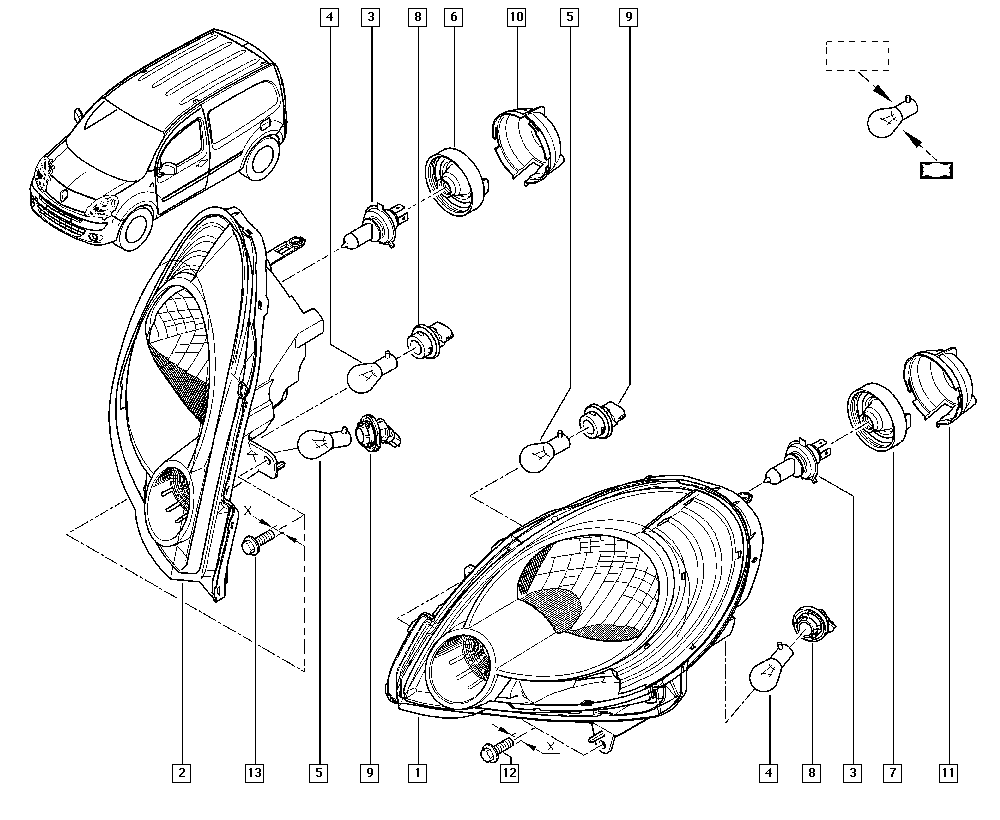 Headlamp for Renault Kangoo Kangoo II