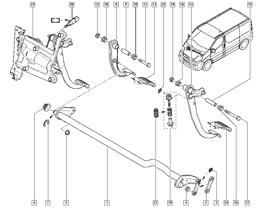 Pedal assembly for Renault Trafic Trafic II