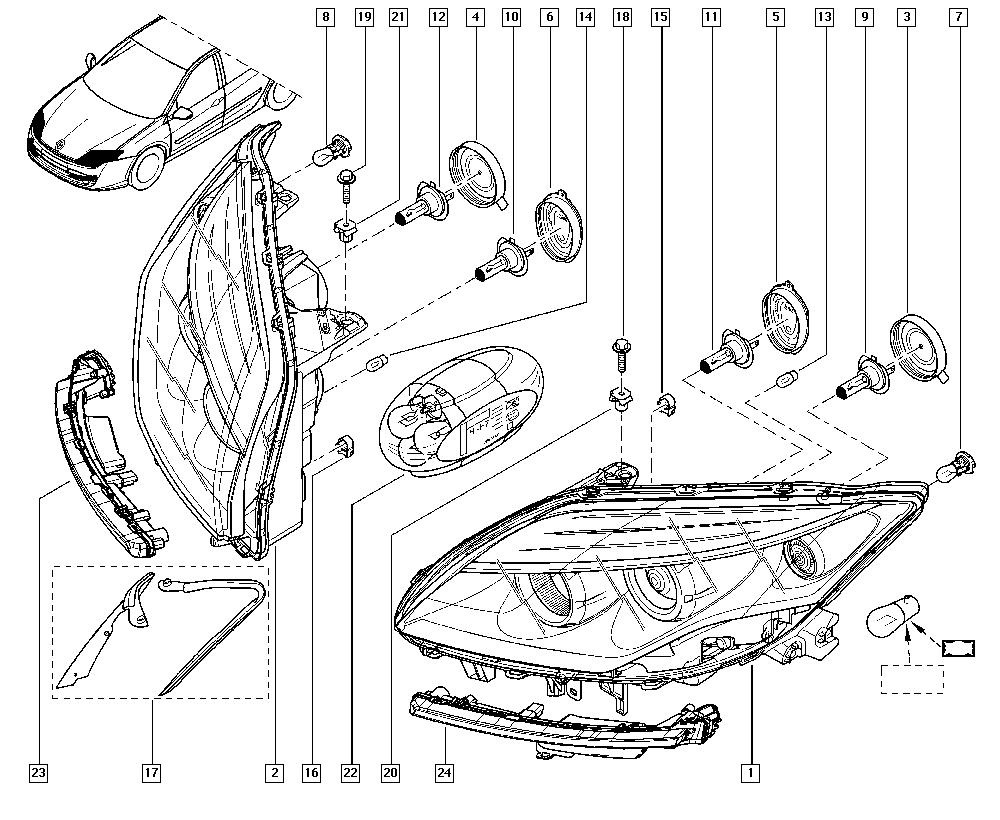 Headlamp for Renault Laguna Laguna III