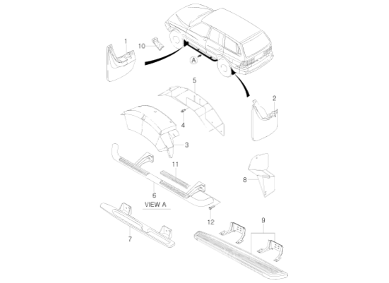 SsangYong Musso FJ Mud guard parts 1993 - 1998 | EPC Global