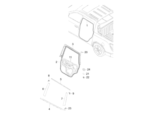 SsangYong Musso Q200/Q211 Rear weather strip parts 2018 - 2021 | EPC ...