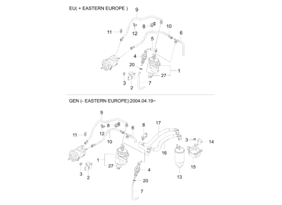 SsangYong Rexton Y200 Fuel filter & line(d20,d27) parts 2001 - 2005 ...