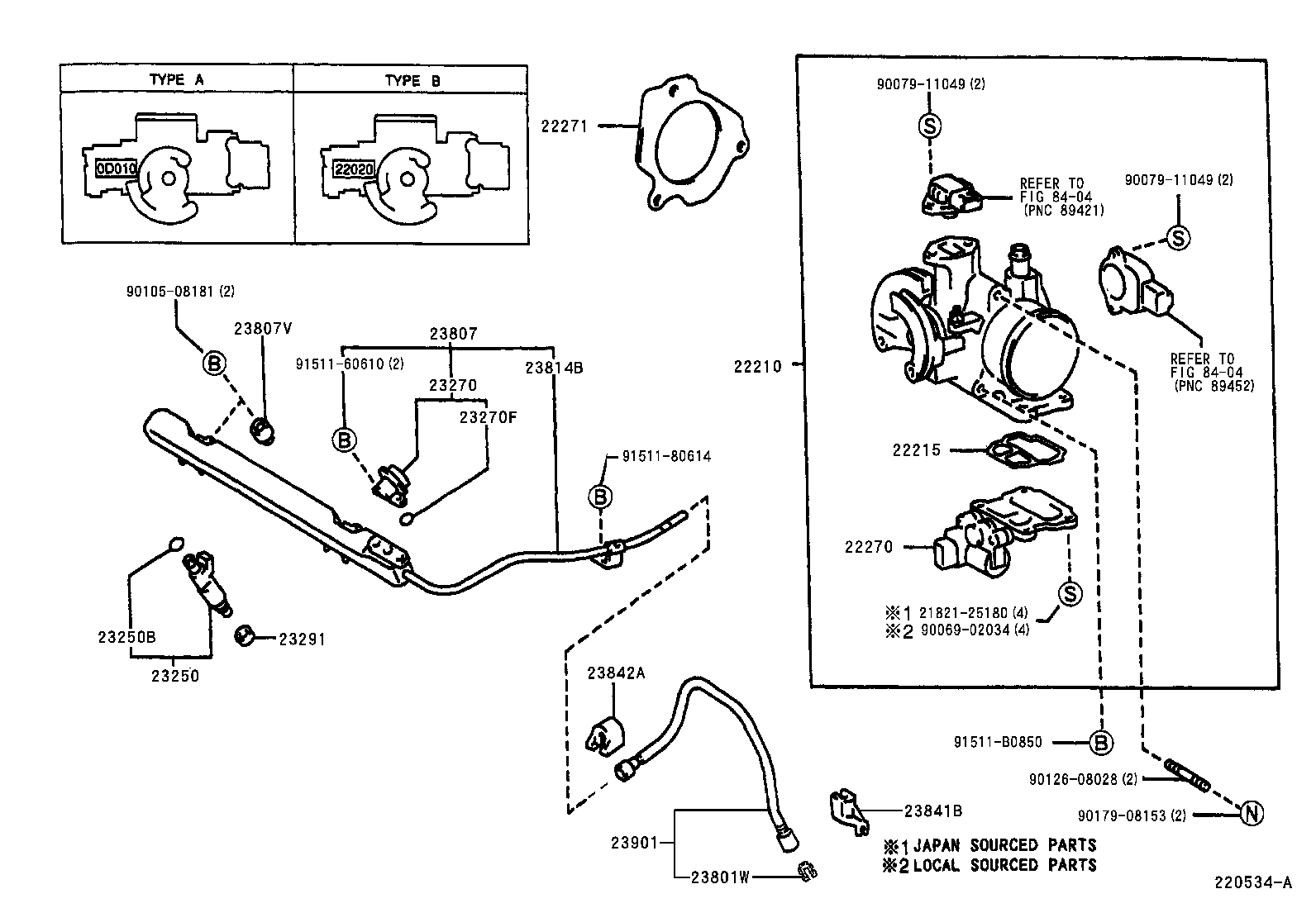 FUEL INJECTION SYSTEM TOYOTA COROLLA [ZZE110] (NORTH AMERICA)