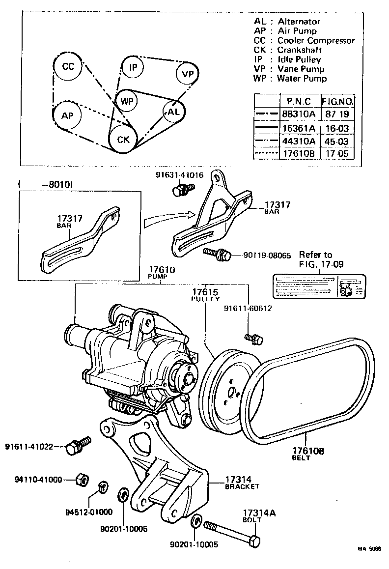 AIR PUMP[ (7908- )20R,22R ] TOYOTA CELICA [RA4#,MA4#] (NORTH AMERICA)