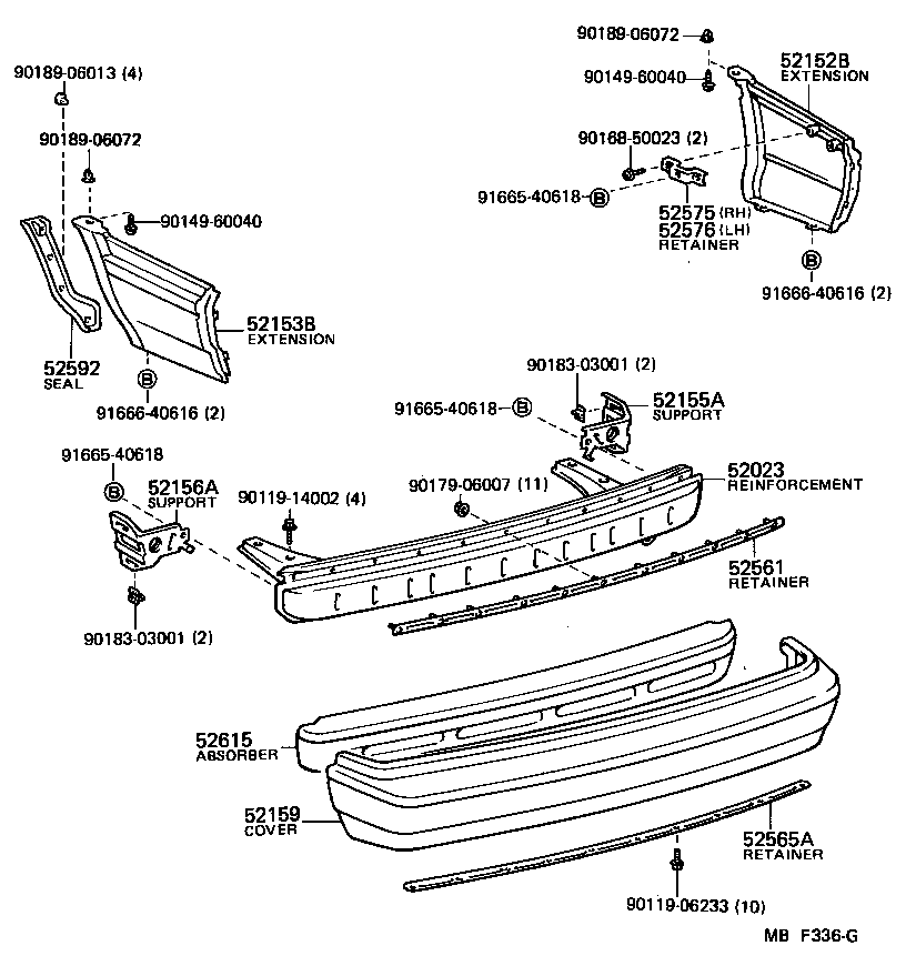 REAR BUMPER & BUMPER STAY TOYOTA COROLLA [AE86] (NORTH AMERICA)