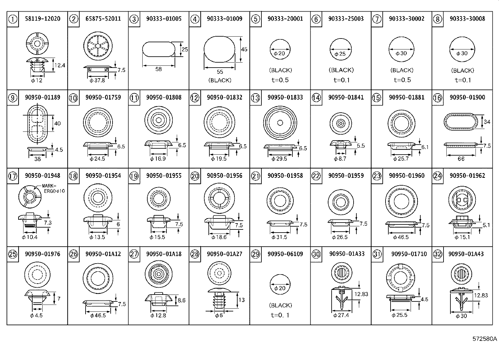 Lexus LC Z100 Hole plug illust no. 3 of 4 部品 2017 - 2025 | EPC ヨーロッパ