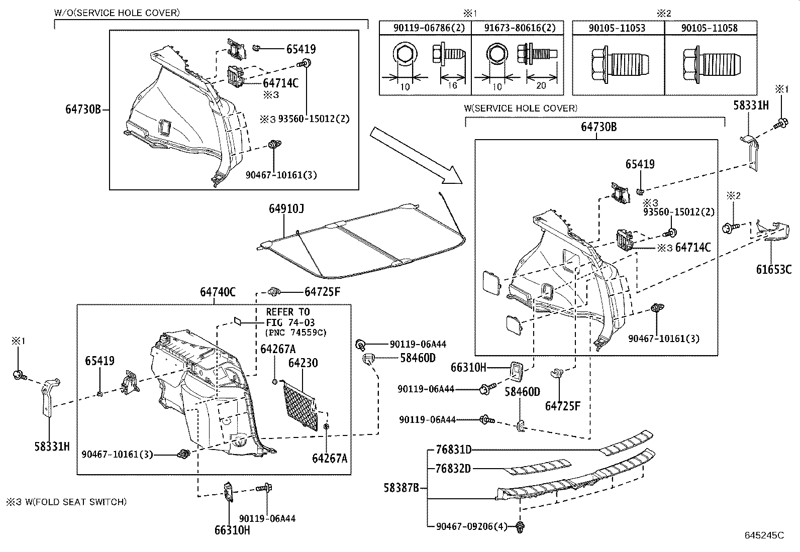 Lexus NX AZ20 Deck board & deck trim cover deck side trim cover illust ...