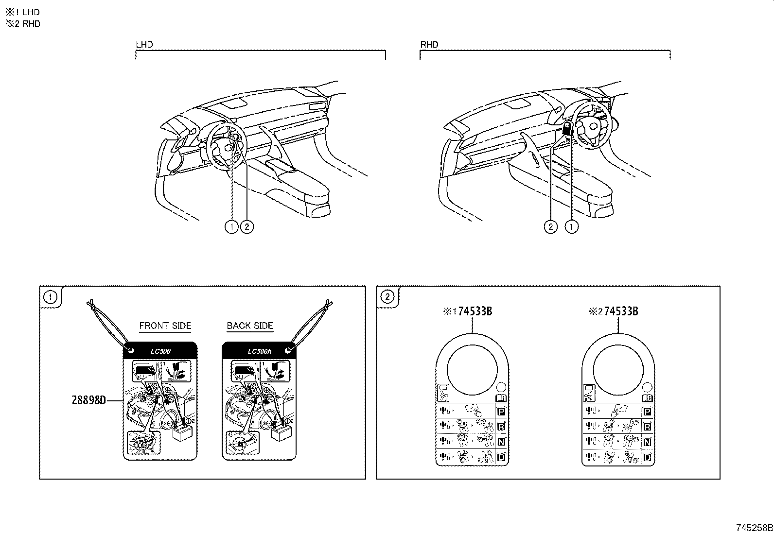 Lexus LC Z100 Caution plate (exterior & interior) interior illust no. 3 ...