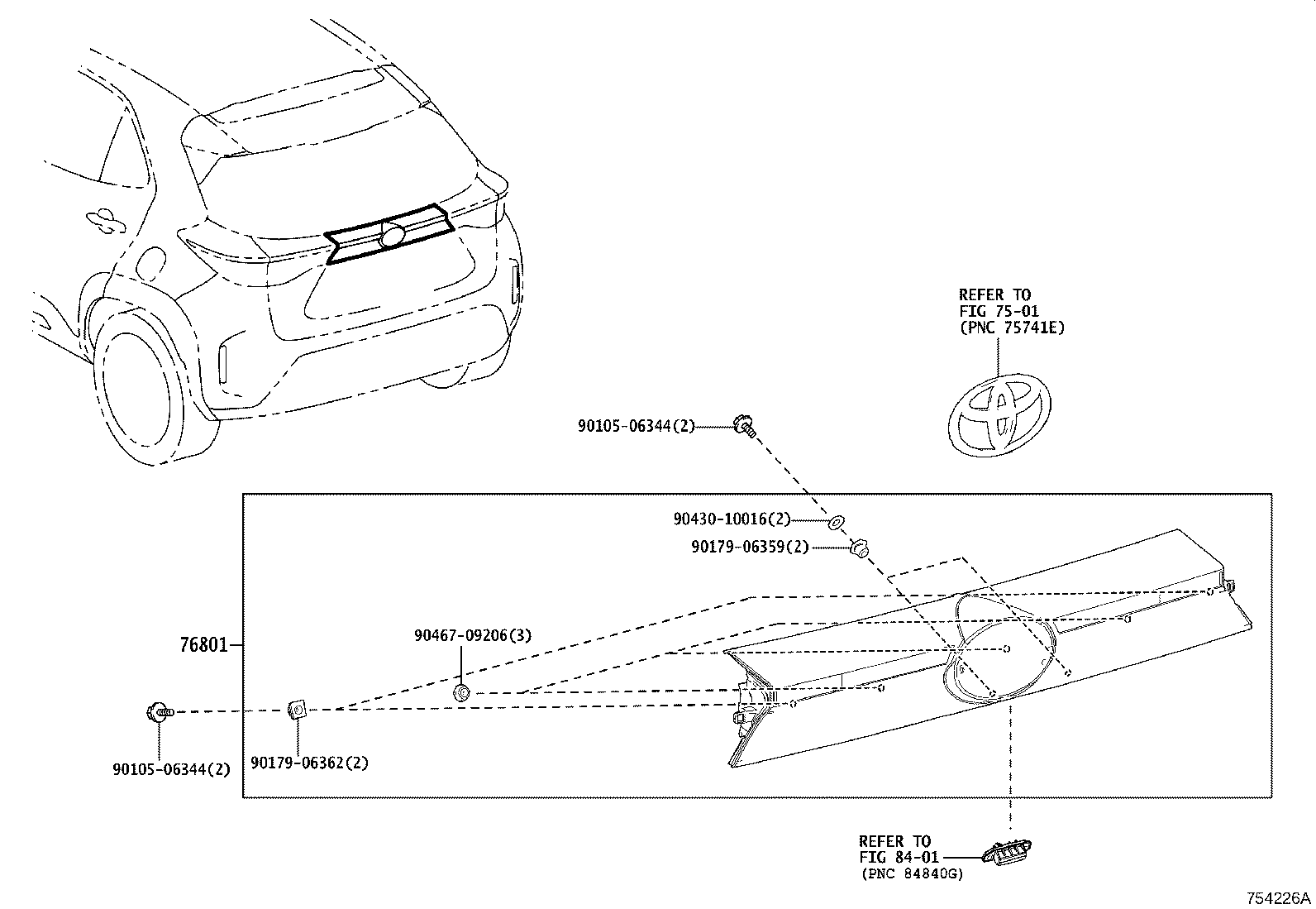 Toyota Yaris Cross XP210 Rear moulding 部品 2020 - 2025 | EPC 日本