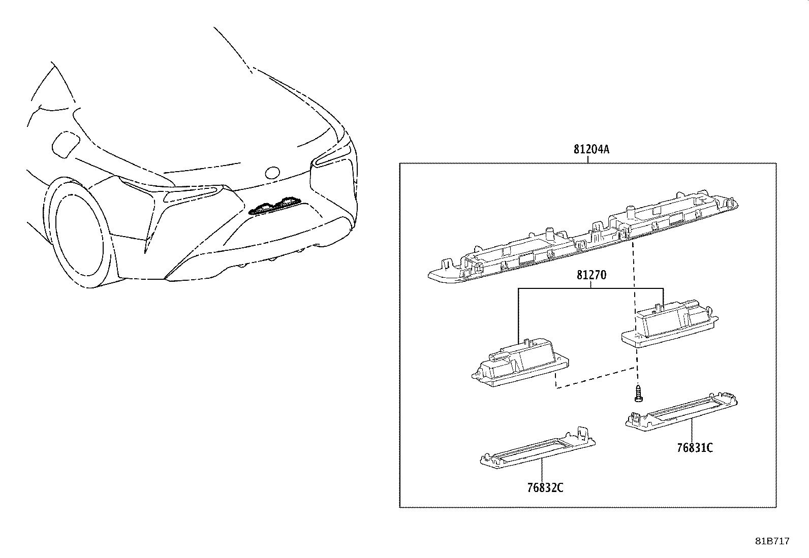 Lexus LC Z100 Rear license plate lamp 部品 2017 - 2025 | EPC ヨーロッパ