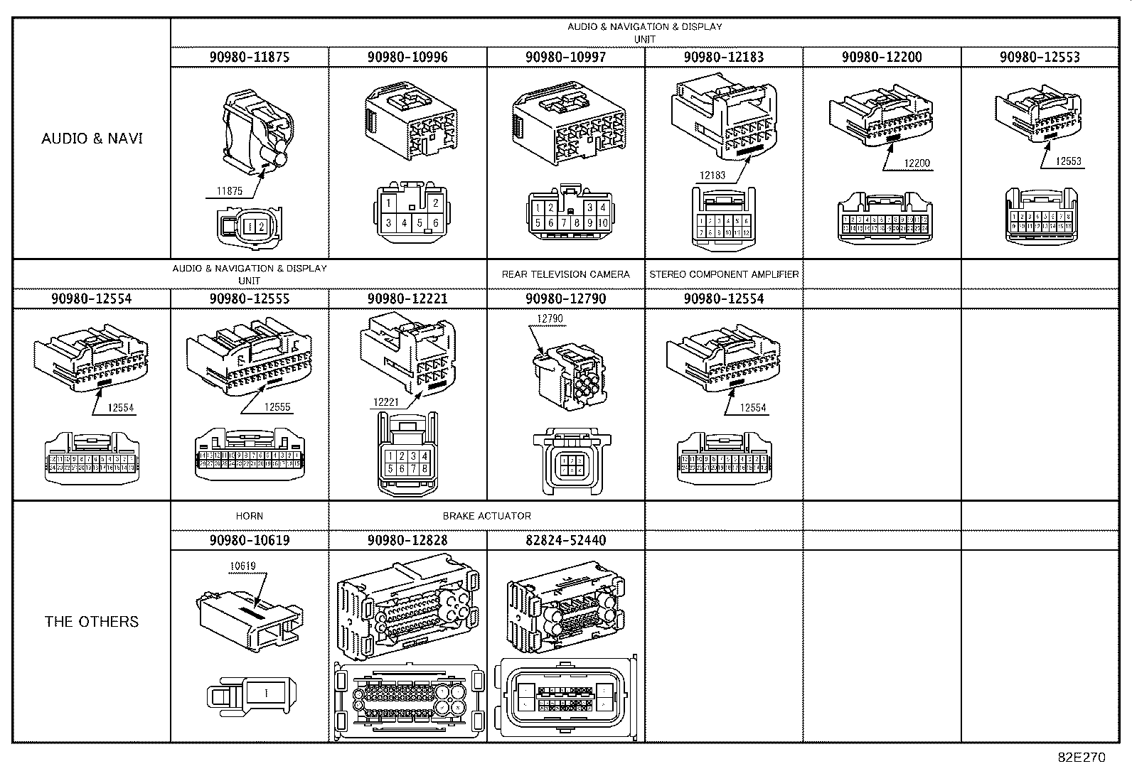Toyota Auris E180 Wiring & clamp connector 3/3 illust no.13 of13 parts ...