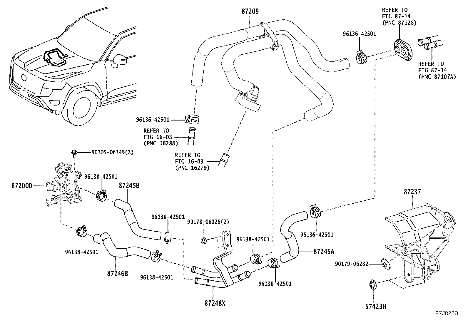 Toyota Land Cruiser J300 Heating & air conditioning - water piping ...