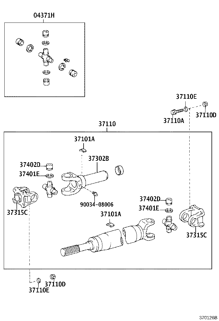 Buy Toyota Dyna U300/U400 Propeller shaft & universal joint parts ...