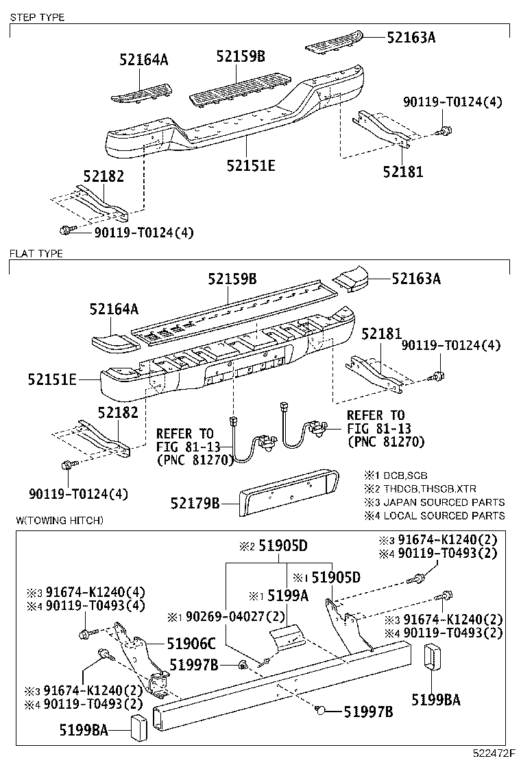REAR BUMPER & BUMPER STAY TOYOTA HILUX [KUN2#,35] (EUROPA)
