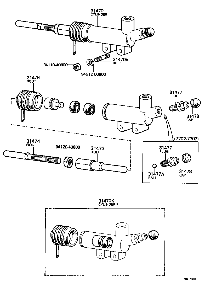 Toyota HiAce H11/H20/H30/H40 Clutch release cylinder parts 1977 - 1985 ...