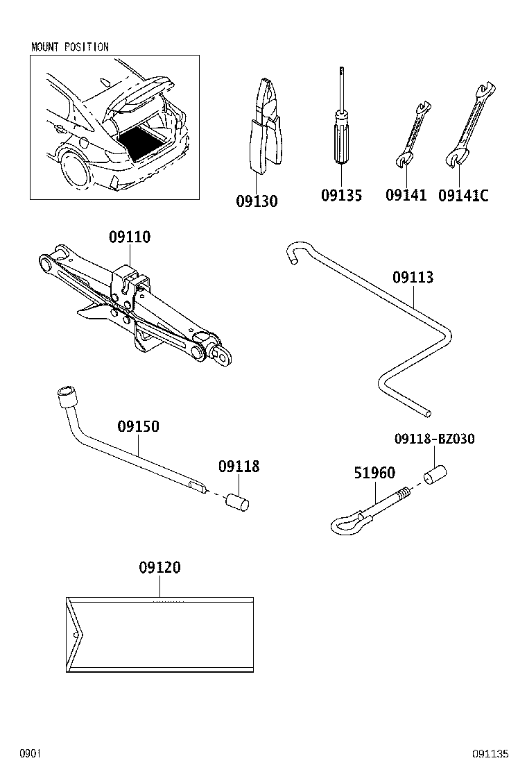 Toyota Vios AC100 Standard tool parts 2022 - 2025 | EPC Asia and middle ...