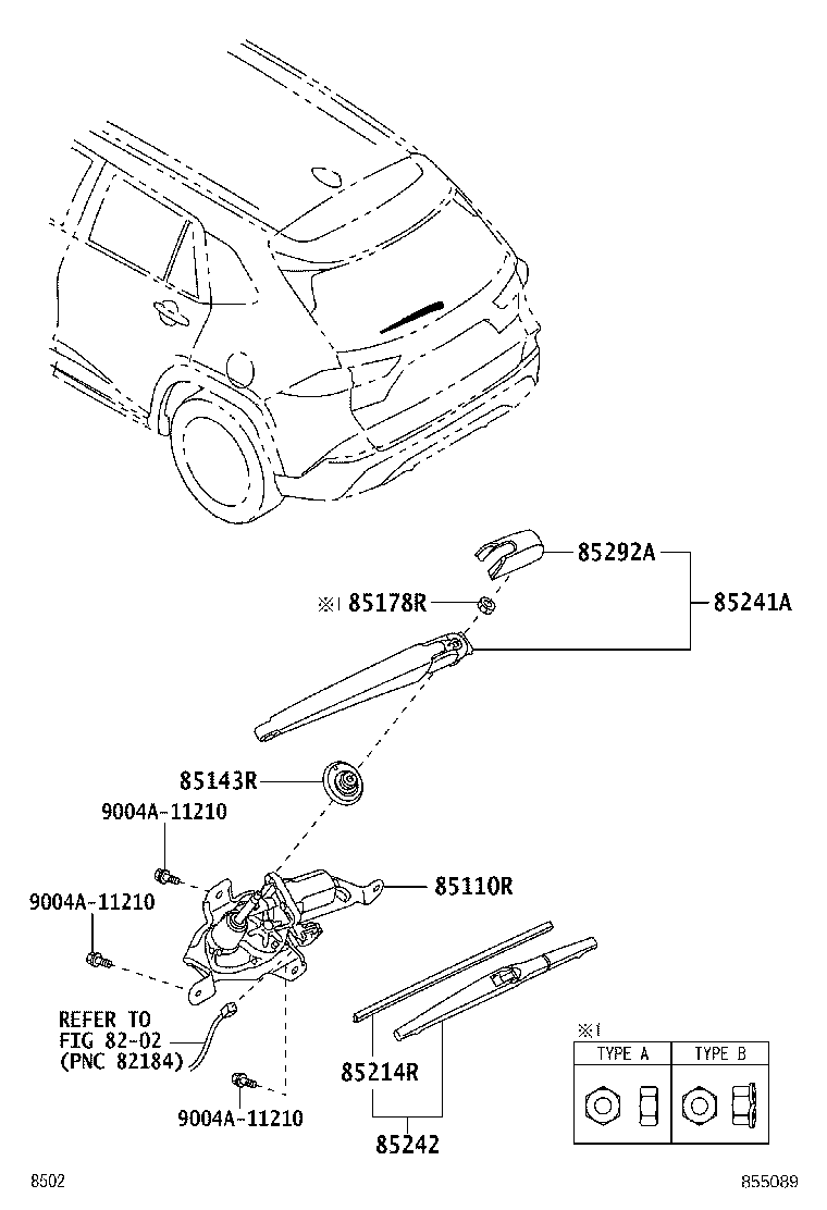 Toyota Yaris Cross AC200 Rear wiper parts 2023 - 2025 | EPC Asia and ...
