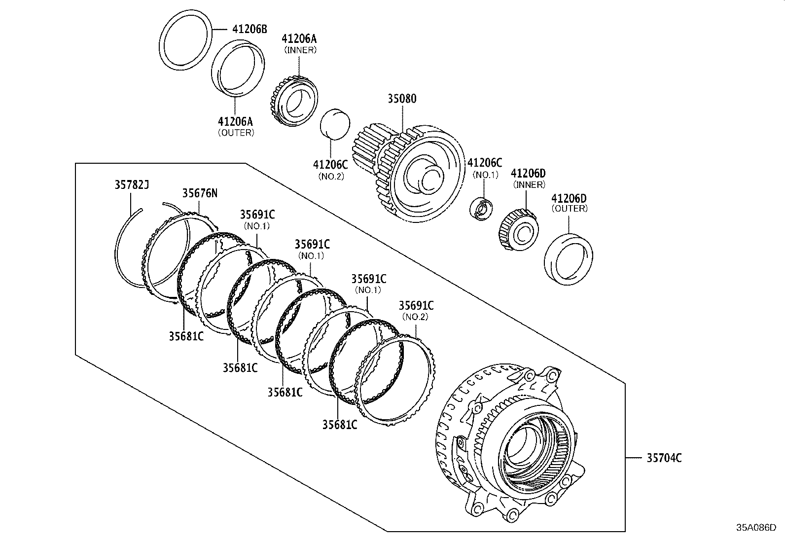 Toyota Camry XV70 Planetary gear, reverse piston & counter gear(atm ...