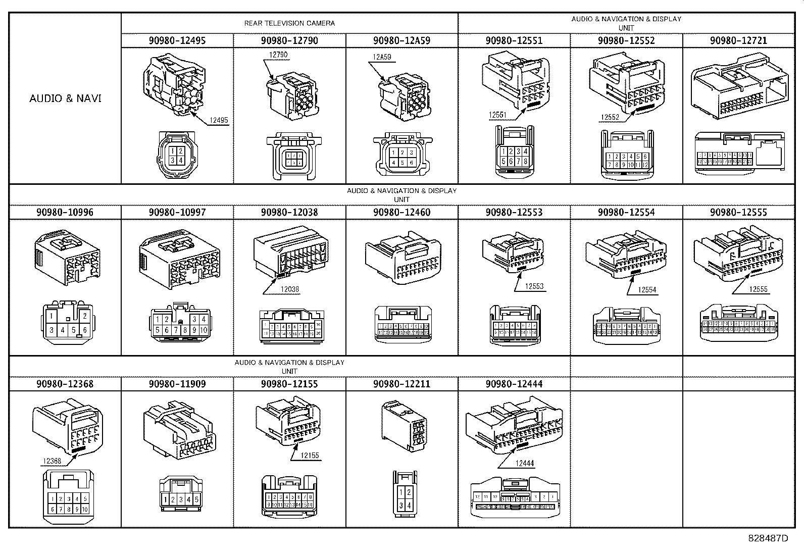 Toyota CT A10 Wiring & clamp connector 3/3 illust no.12 of12 parts 2010 ...