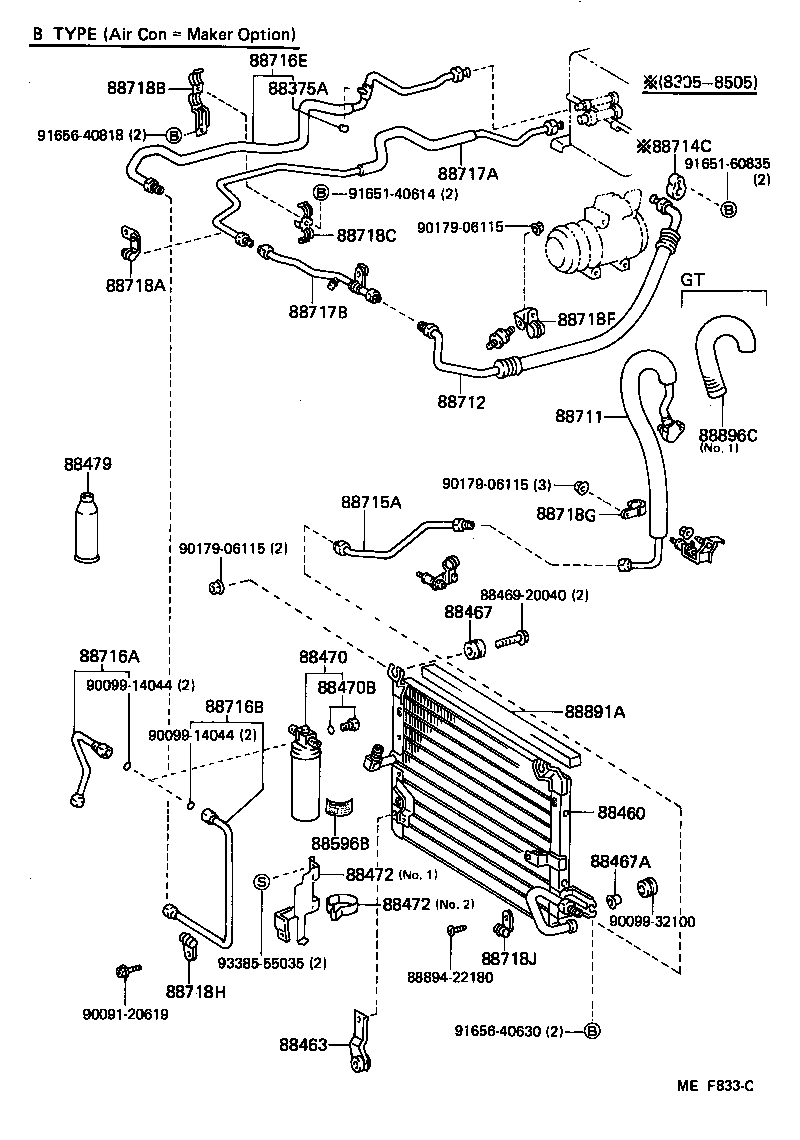 HEATING & AIR CONDITIONING - COOLER PIPING TOYOTA COROLLA [AE86] (ASIA ...