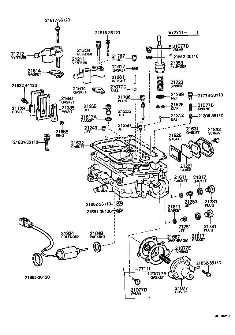 CARBURETOR[ (7708-7908)18R ] TOYOTA HIACE [RH11,2#,3#,42,LH11,20,30 ...