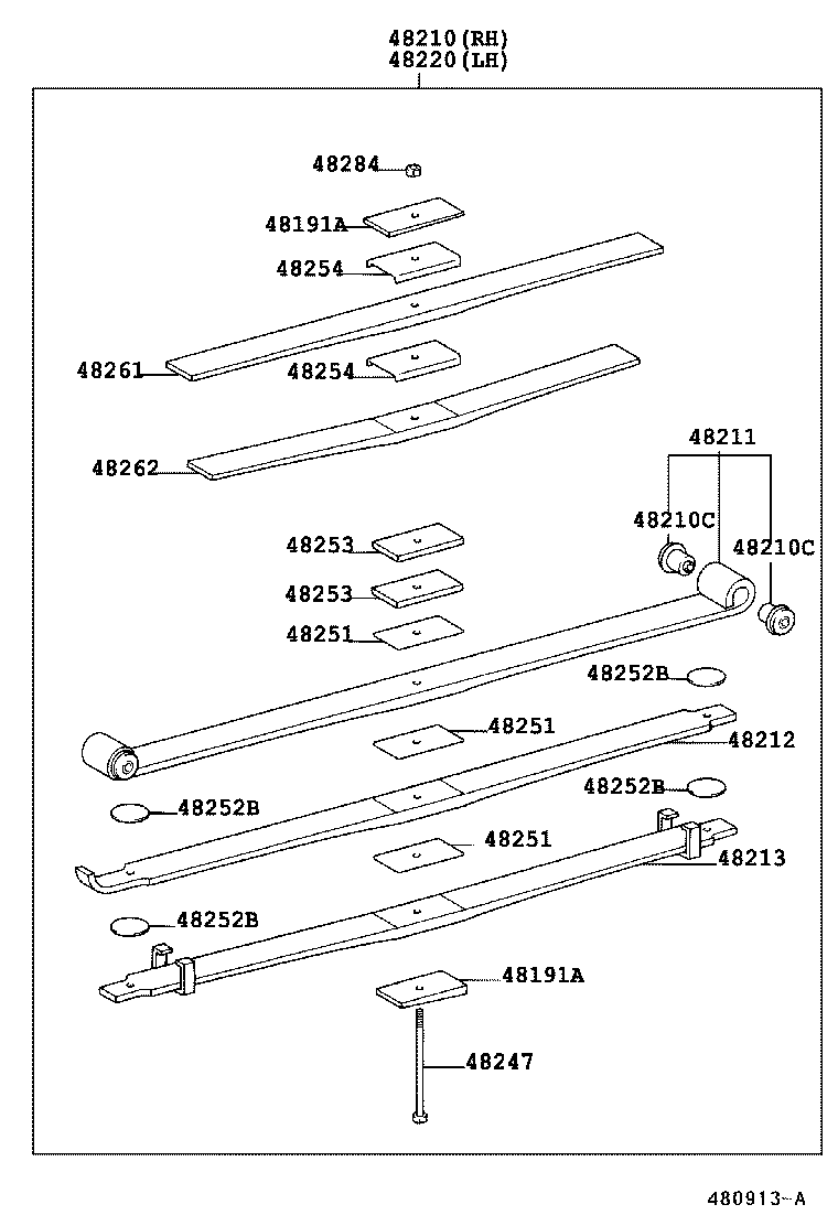 Toyota Dyna U300/U400 Rear spring & shock absorber main 3+helper 2-leaf ...