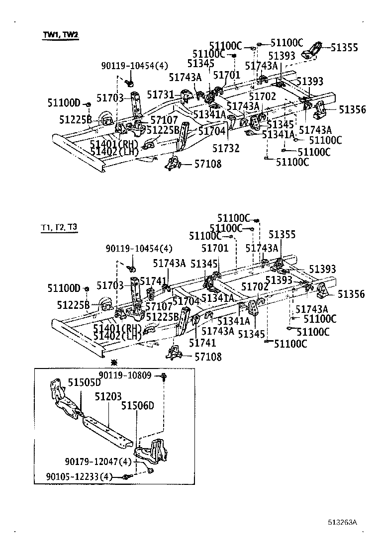 Toyota HiAce H100 Frame illust no. 2 of 2 parts 1989 - 2006 | EPC Asia ...
