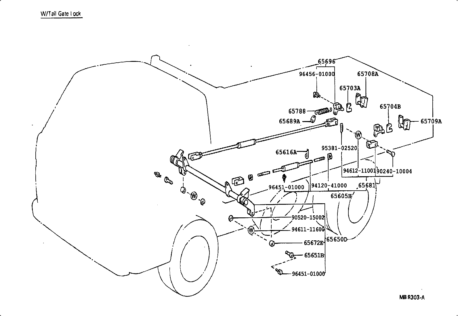 Toyota Dyna U100/U200 Rear body side gate lock & tail gate lock with ...
