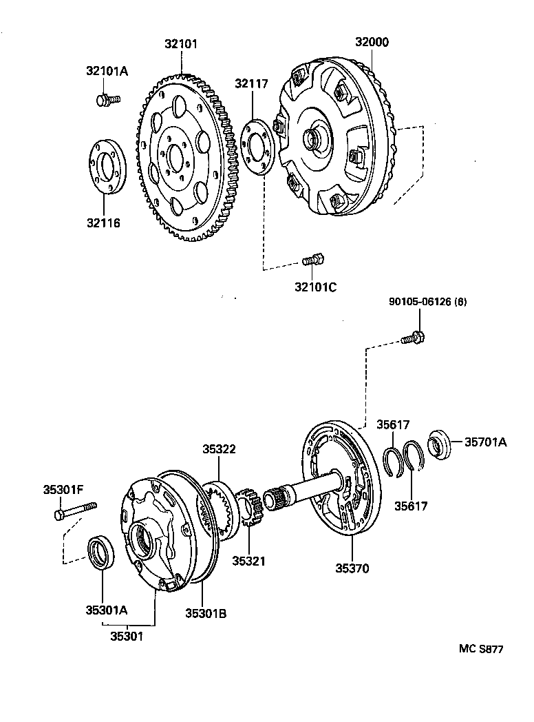 Toyota HiAce H100 Torque converter, front oil pump & chain (atm) a44de ...