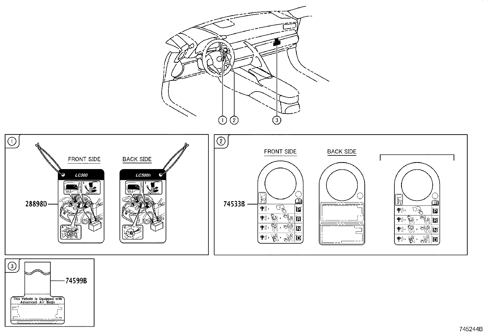 Lexus LC Z100 Caution plate (exterior & interior) interior illust no. 2 ...