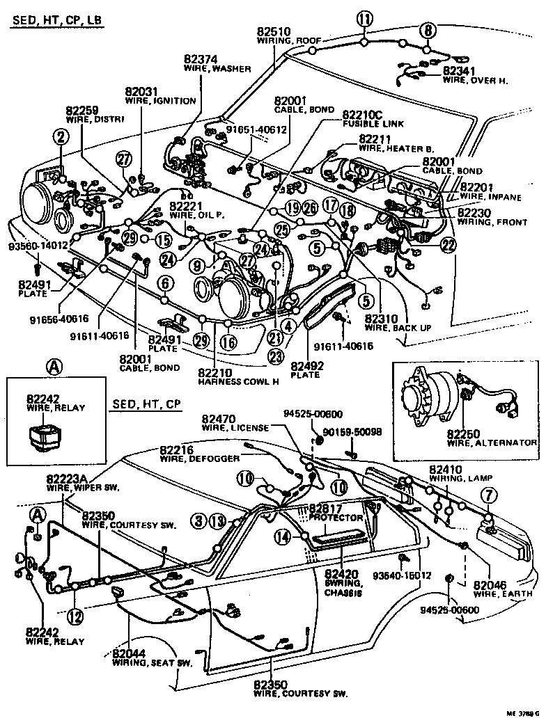 WIRING & CLAMP TOYOTA COROLLA [KE3#,50,TE3#,51] (NORTH AMERICA)