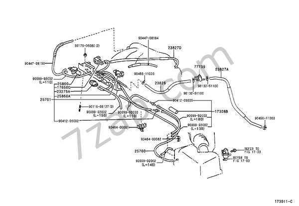 VACUUM PIPING TOYOTA CAMRY [ACV30,MCV3#] (NORTH AMERICA)