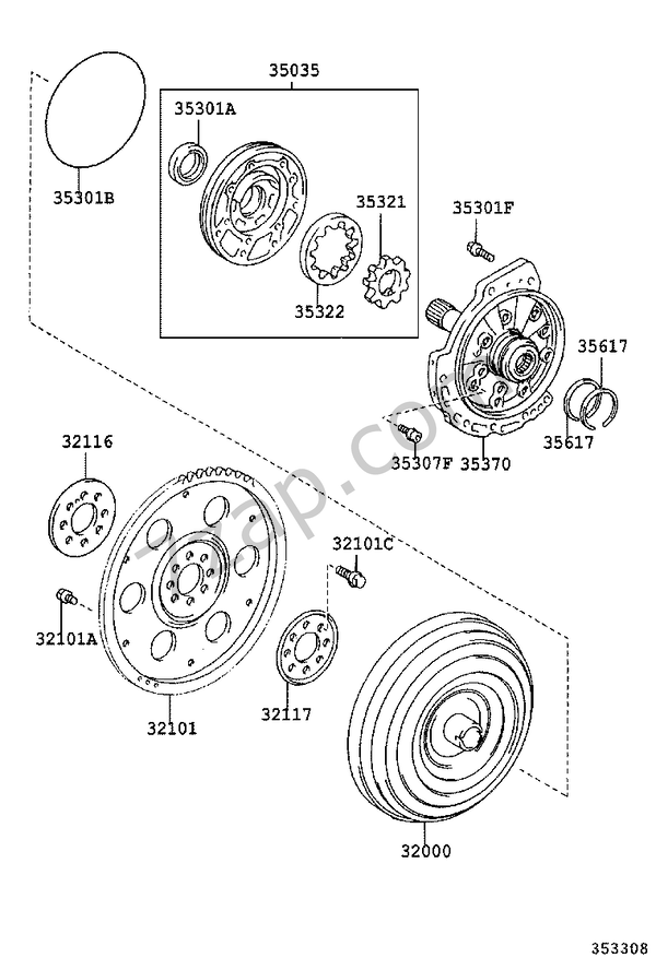 TORQUE CONVERTER, FRONT OIL PUMP & CHAIN (ATM) TOYOTA CAMRY [ACV30,MCV3 ...