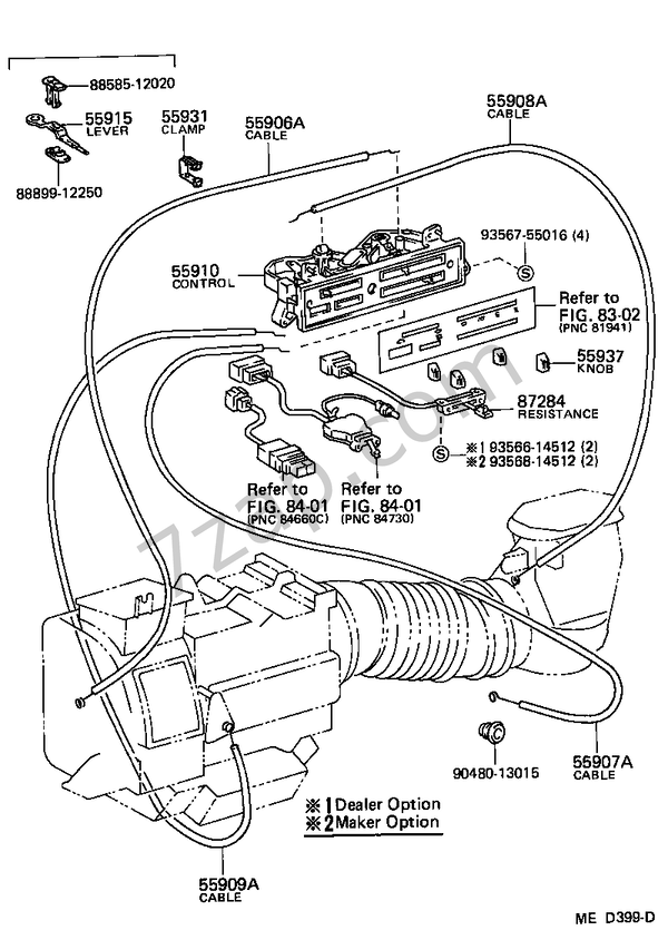 HEATING & AIR CONDITIONING - CONTROL & AIR DUCT TOYOTA COROLLA [AE86 ...