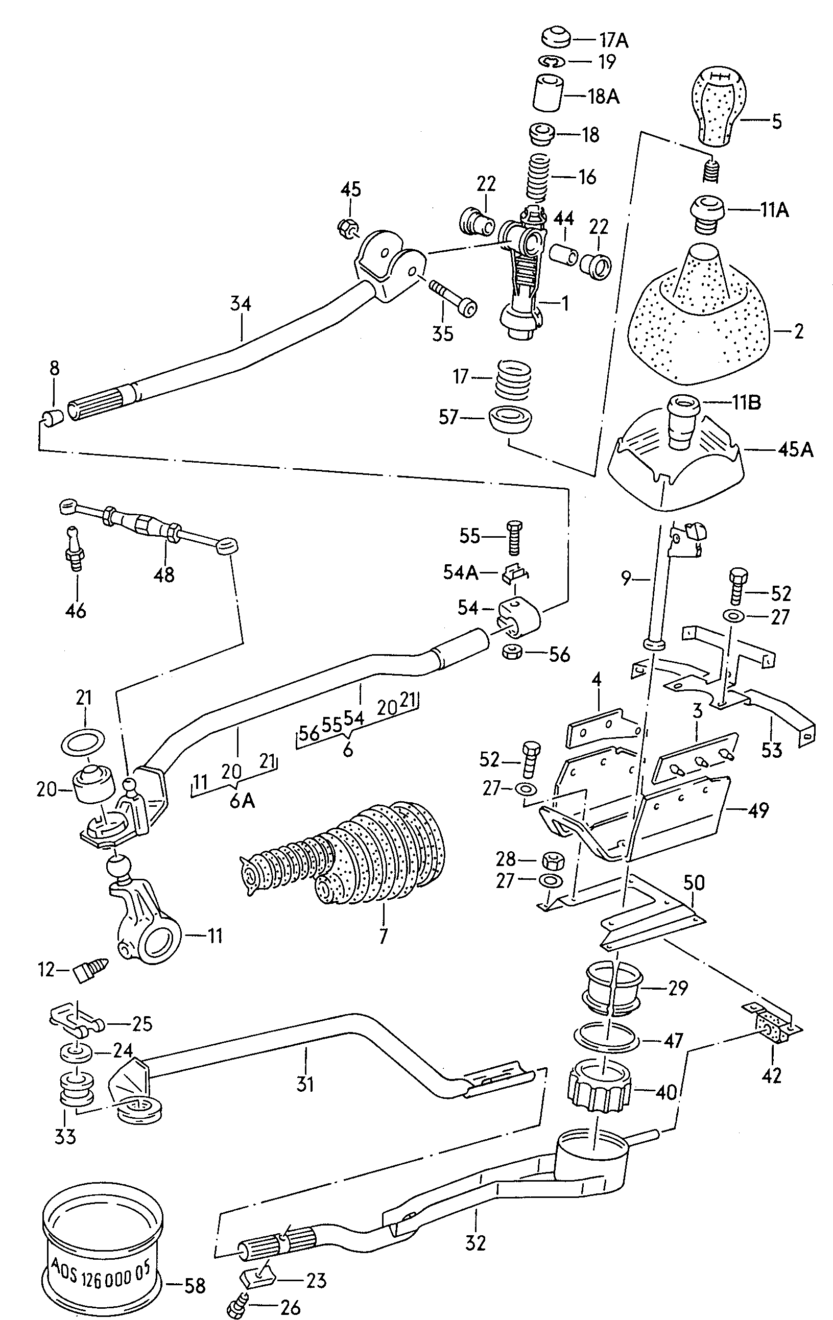 Audi 100/Avant Quattro C3 (Typ 44) Selector mechanism for 5 speed ...