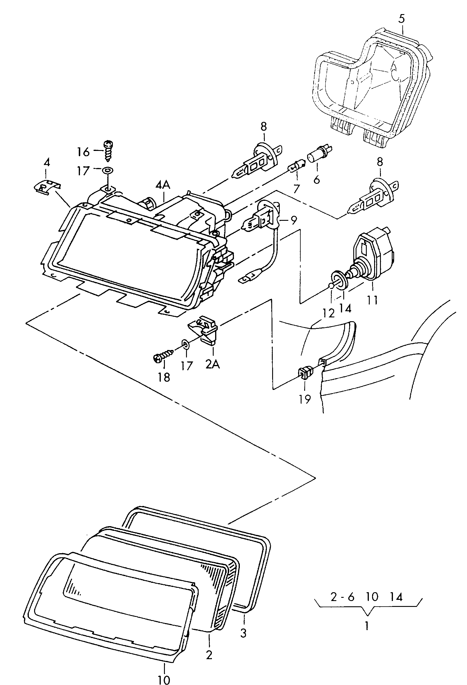 Audi A6/S6 Avant Quattro C5 (Typ 4B) Halogendoppelscheinwerfer Teile ...
