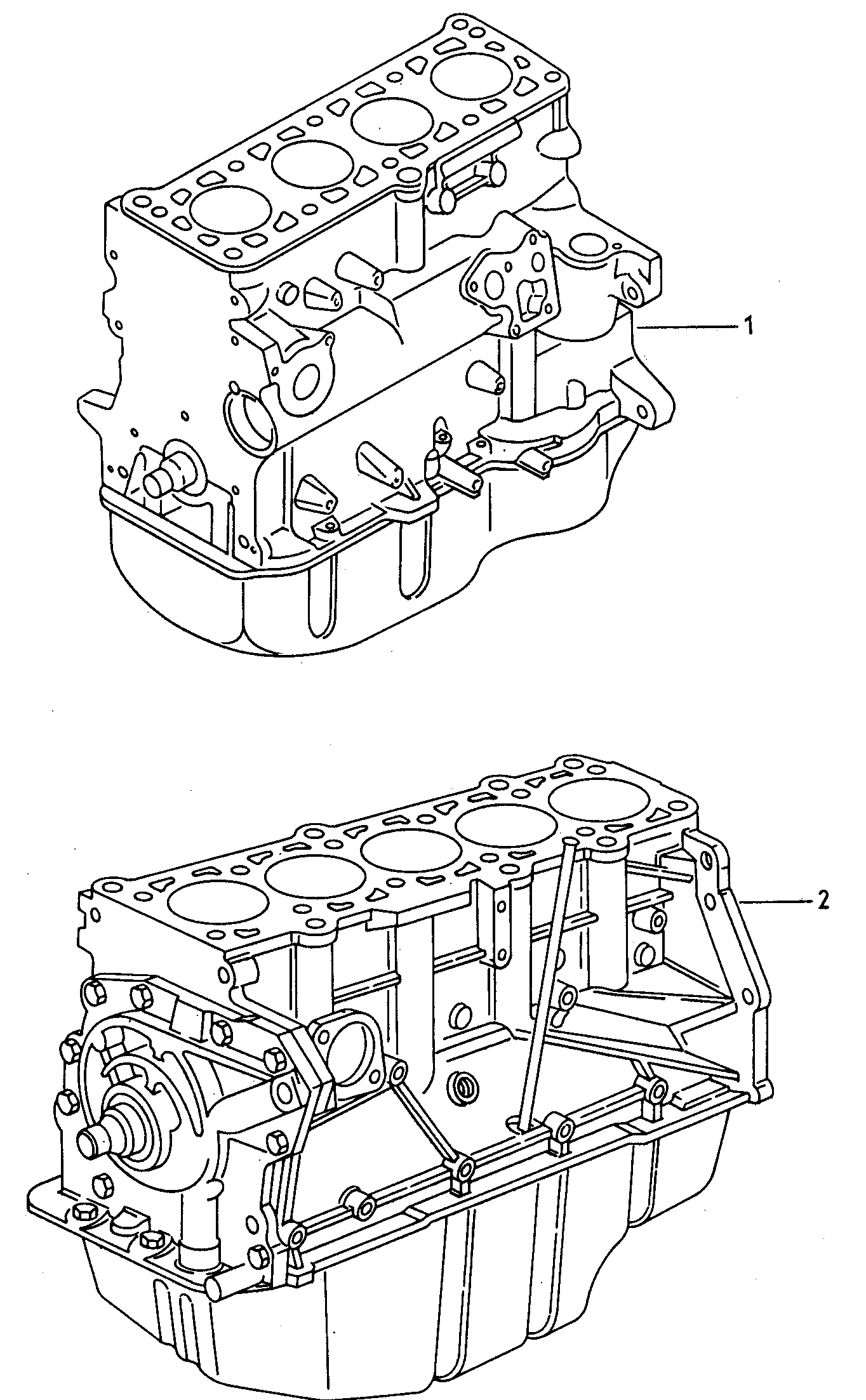 Audi 80/90/Avant B2 (Typ 81/85) Časť motora s kľuk. hriadeľom, piest ...