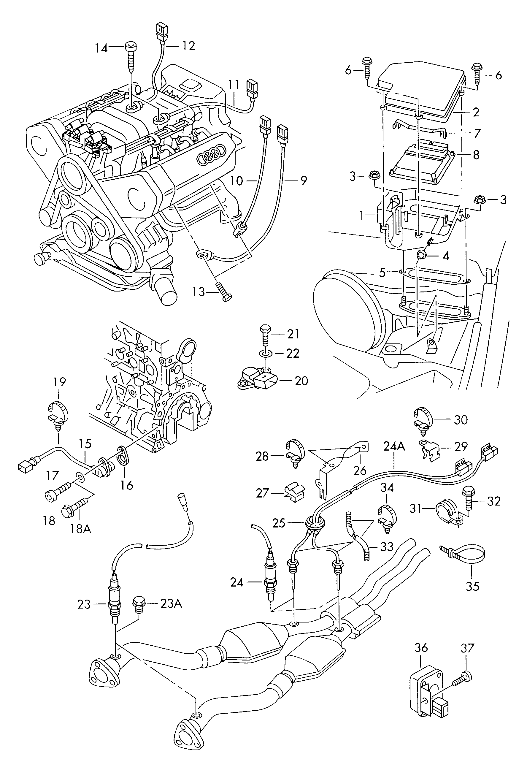 Audi A6/S6 Avant Quattro C5 (Typ 4B) Engine control unit knock sensor ...