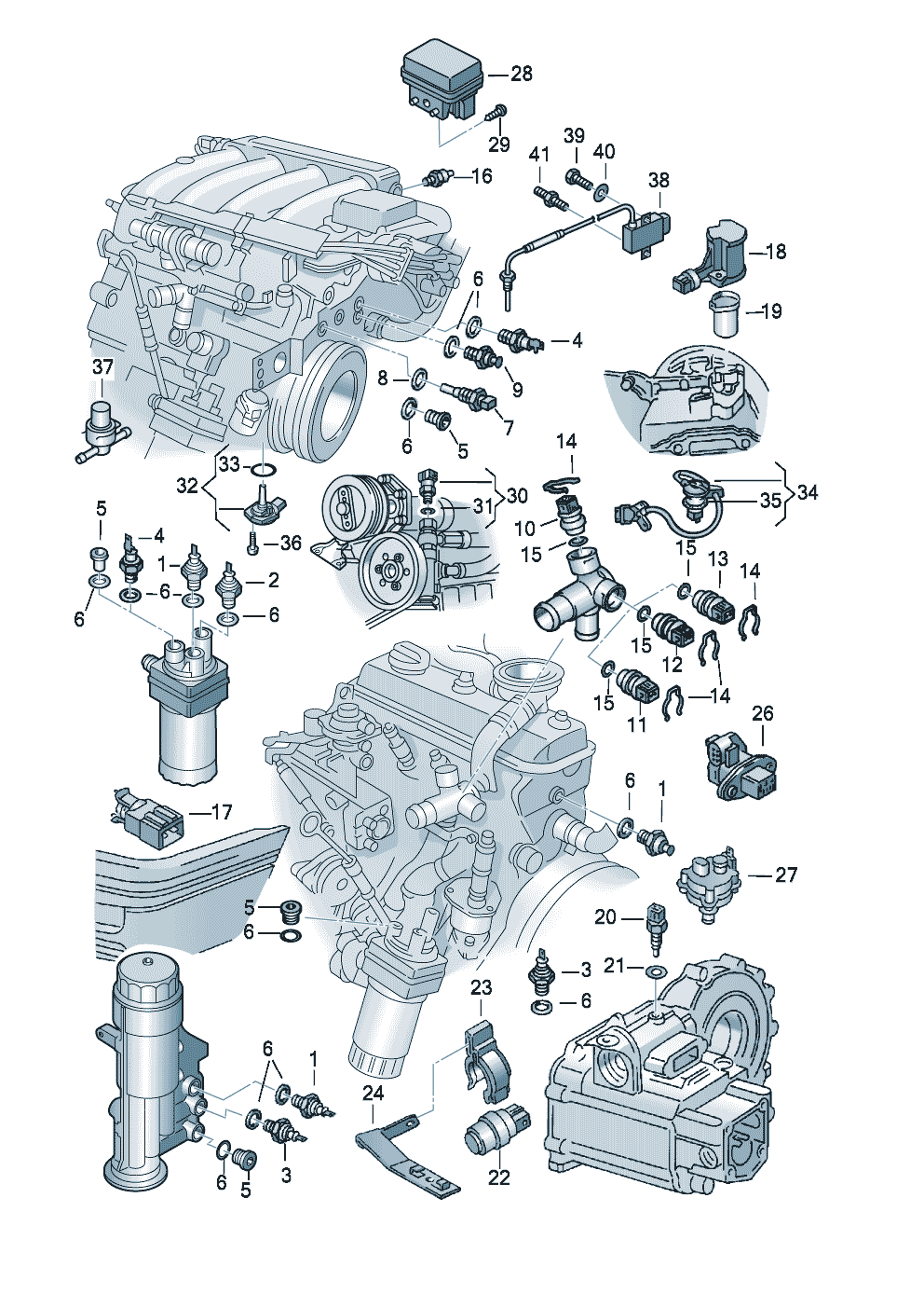 Audi A4/S4 Avant Quattro B5 (Typ 8D) Facelift Switches and senders on ...