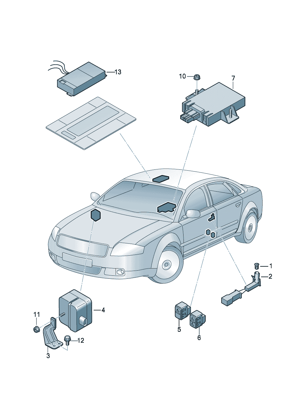 Audi A8/S8 Quattro D3 (Typ 4E) Anti-theft alarm system parts 2003 ...