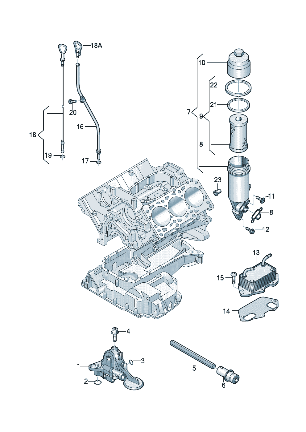 Audi Q5 Sportback (Typ 8R) Oil pump oil filter oil filter bracket oil ...